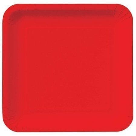 9 Classic Red Square Paper Plate - The Party Place