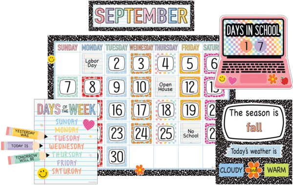Cool for School Calendar Bulletin Board - The Party Place
